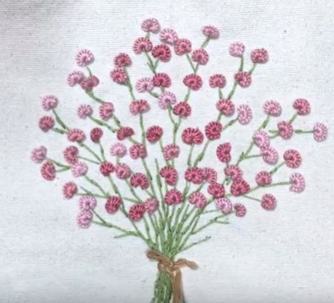 Вышивка гипсофил декоративными швами. Мастер-класс | Креаликум